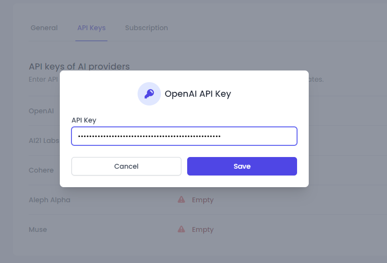 Setting Up OpenAI API Key AI Content Labs Docs